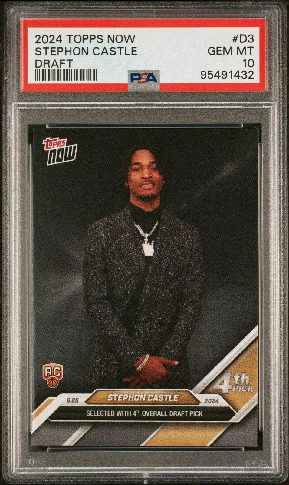 Stephon Castle 2024 Topps Now #D3 Draft Rookie RC Basketball Card PSA ...