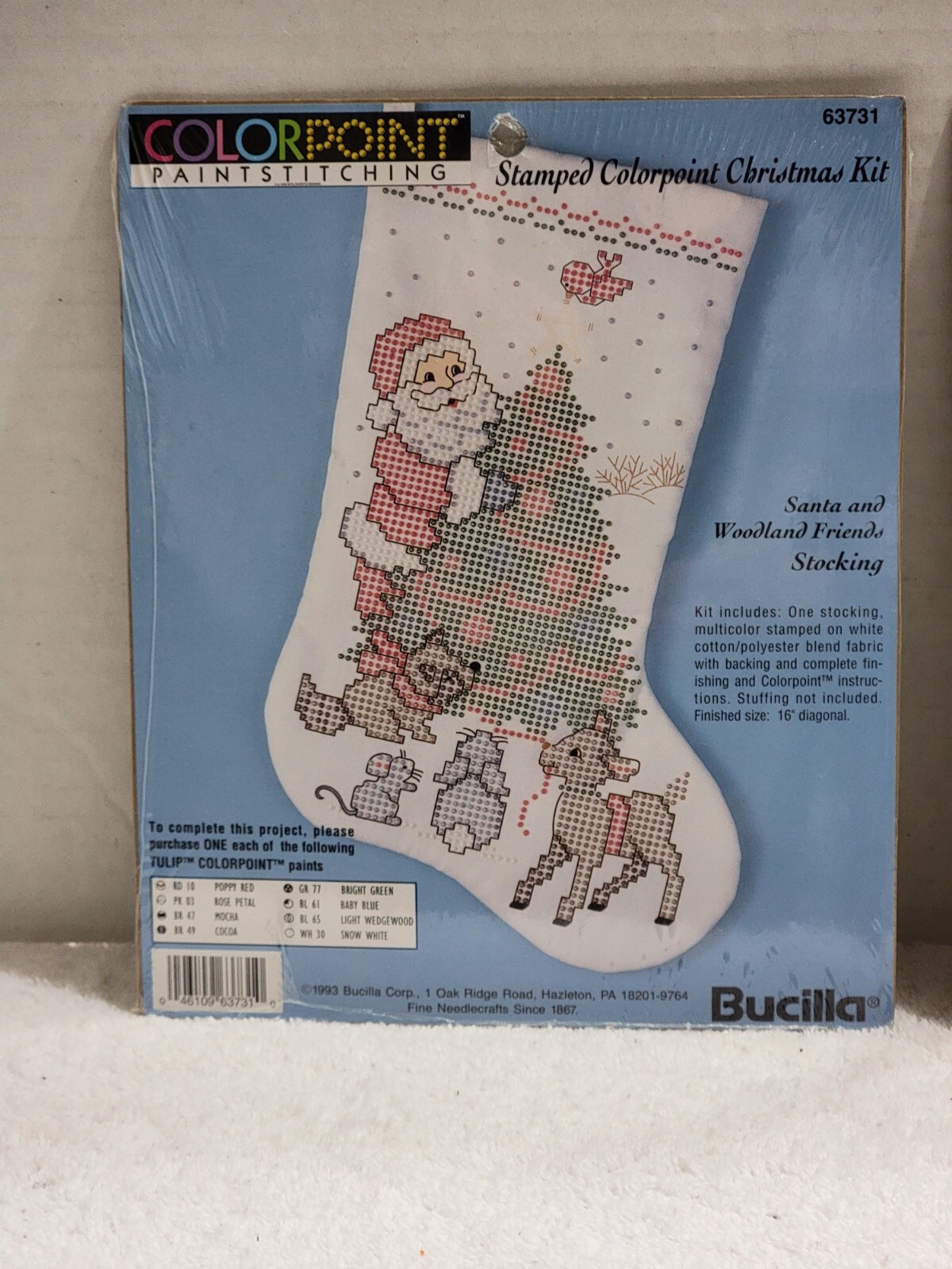 2 NEW VINTAGE BUCILLA COLORPOINT PAINT STITCHING CHRISTMAS STOCKINGS ...
