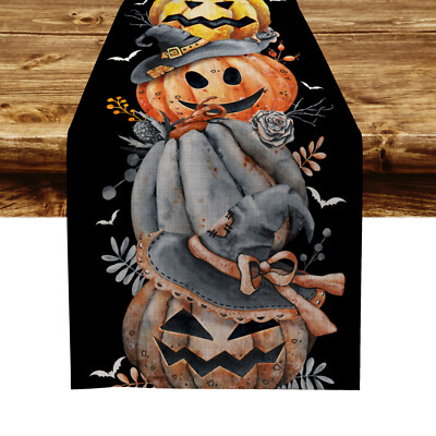 Spooky Witch Black Halloween Table Runner Kitchen Dining Coffee Table ...