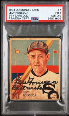 1934-36 Diamond Stars Lew Fonseca 34 Years Old Signed Auto PSA 1/9 ...