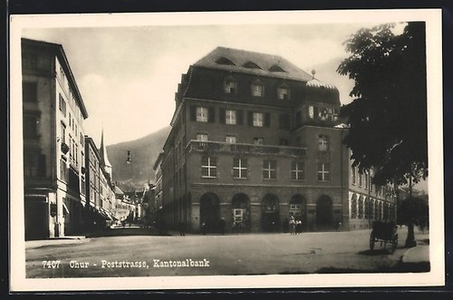 Chur, Poststrasse with Cantonal Bank, Postcard 1934 | eBay