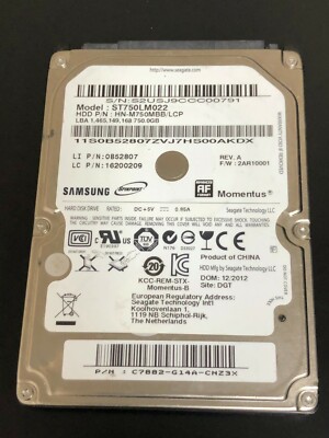 Samsung ST750LM022 P/N: HN-M750MBB F/W 2AR10001 Laptop 750GB 2.5" SATA ...