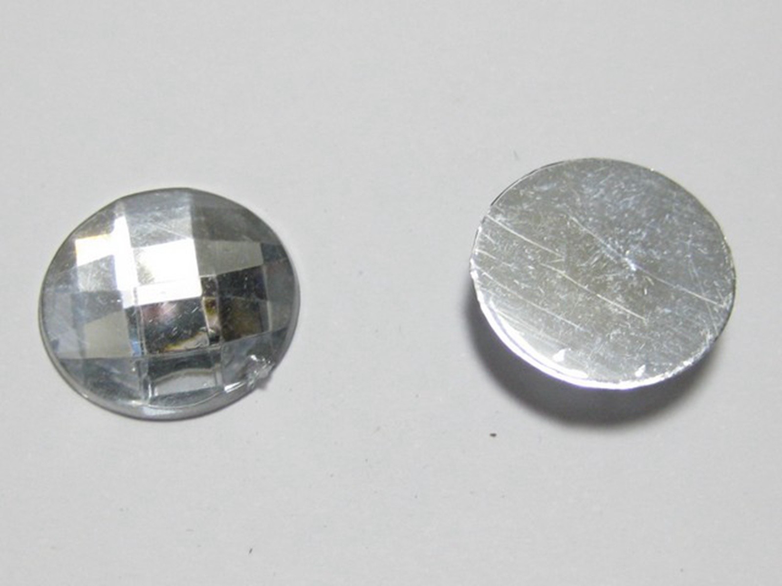 100 Clear Crystal Acrylic Flatback Faceted Round Rhinestone Gems 16mm ...