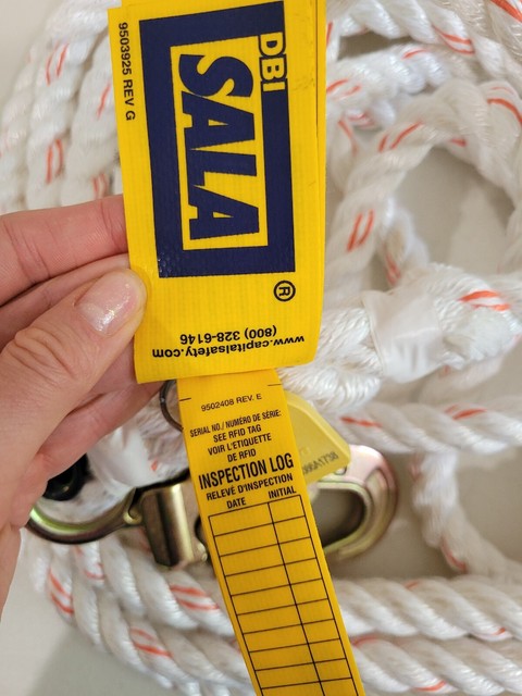 3m DBI-SALA 1202754 Vertical Rope Lifeline Single Snap Hook for sale ...
