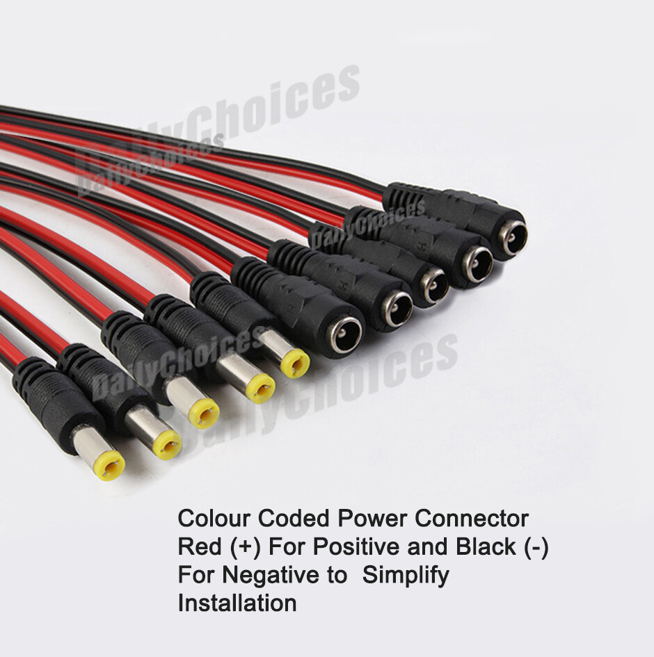 CCTV LED Lighting Cable 5 Pairs Of 12V DC Power Jack Cables - 5.5x2.1mm ...
