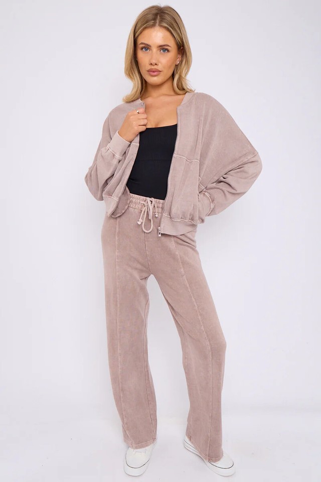 Women Bomber Oversize Baggy 2 Piece Lounge Wear Casual Set Ladies Suit ...