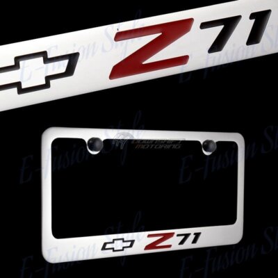 Chevrolet Z71 Chrome Plated Brass Metal License Plate Frame with 2 ...