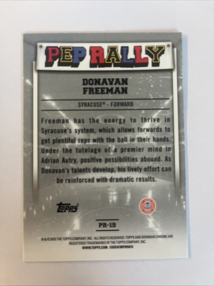 2024-25 Bowman Chrome University Basketball Pep Rally PR-19 Donavan ...