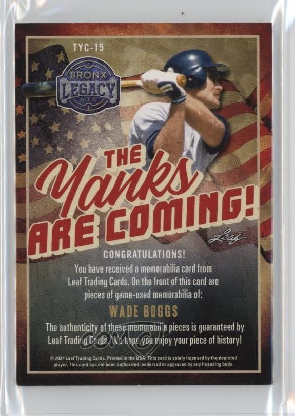 2024 Leaf A Bronx Legacy Gold Holofoil Spectrum 1/1 Wade Boggs #TYC-15 ...