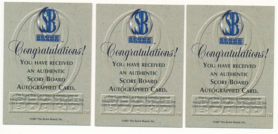 AUSTIN CROSHERE LOT OF (3) 1997 SCORE BOARD RC ROOKIE ON CARD AUTOGRAPH ...