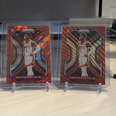 2020-21 Prizm Kenyon Martin Jr. Lot Red Cracked Ice/Ruby Wave Prizm RC ...