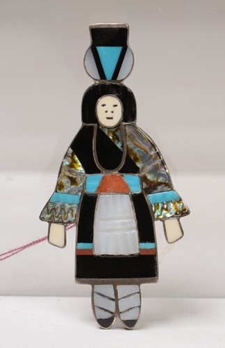 Zuni Olla Maiden Pin/ Pendant by Madeline Beyuka Late 20th Century 2 1/ ...