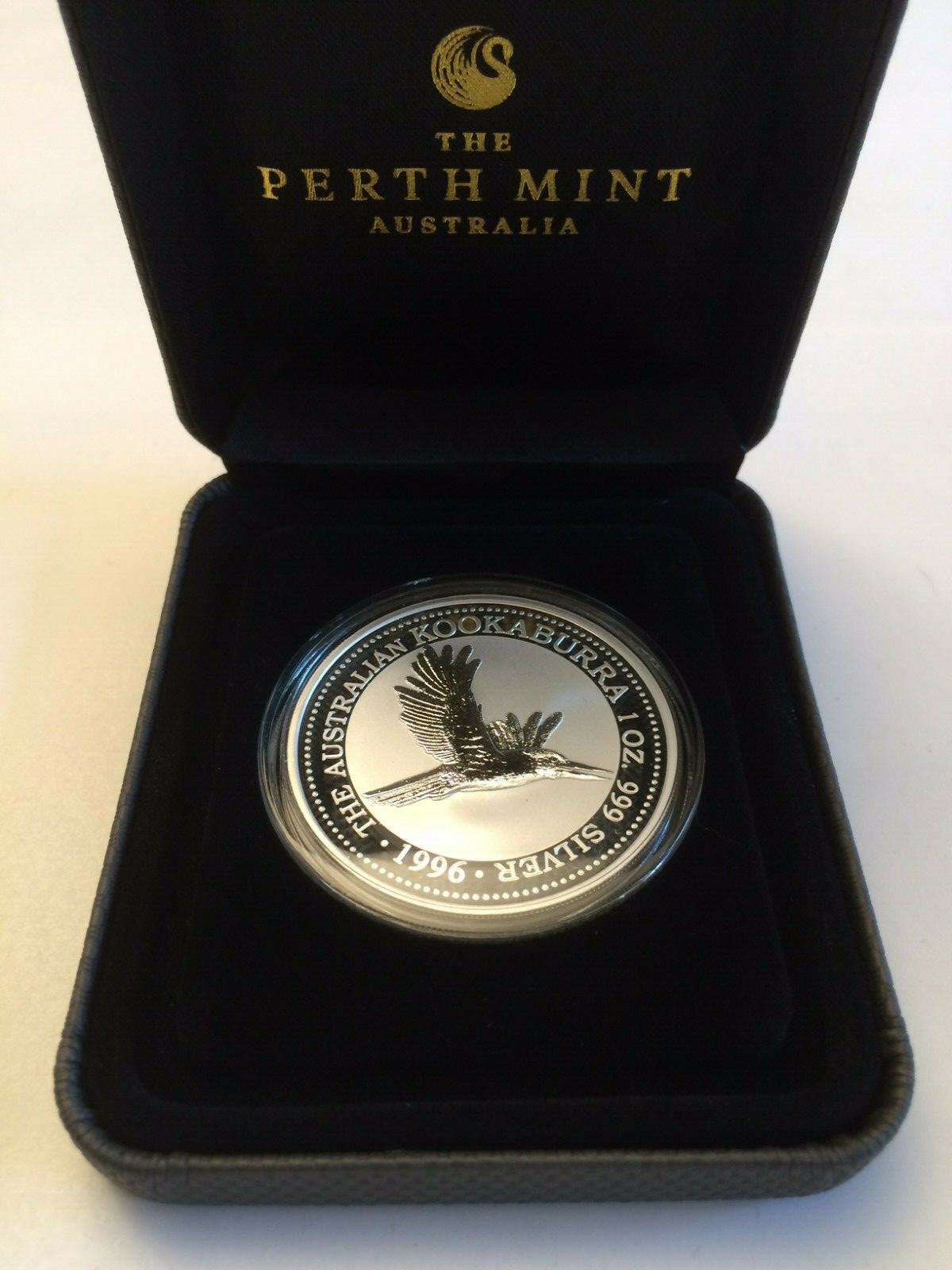 PERTH MINT Australia Kookaburra $1 Oz Silver Swan Logo DISPLAY CASE BOX ...