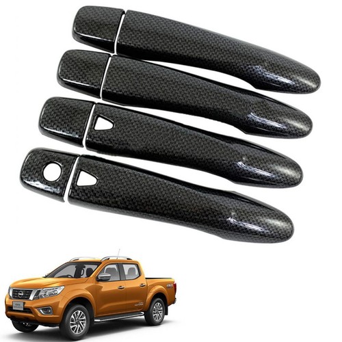 4 Door Handle Cover Black Carbon Smart Key For Nissan Navara Np300 D23 ...