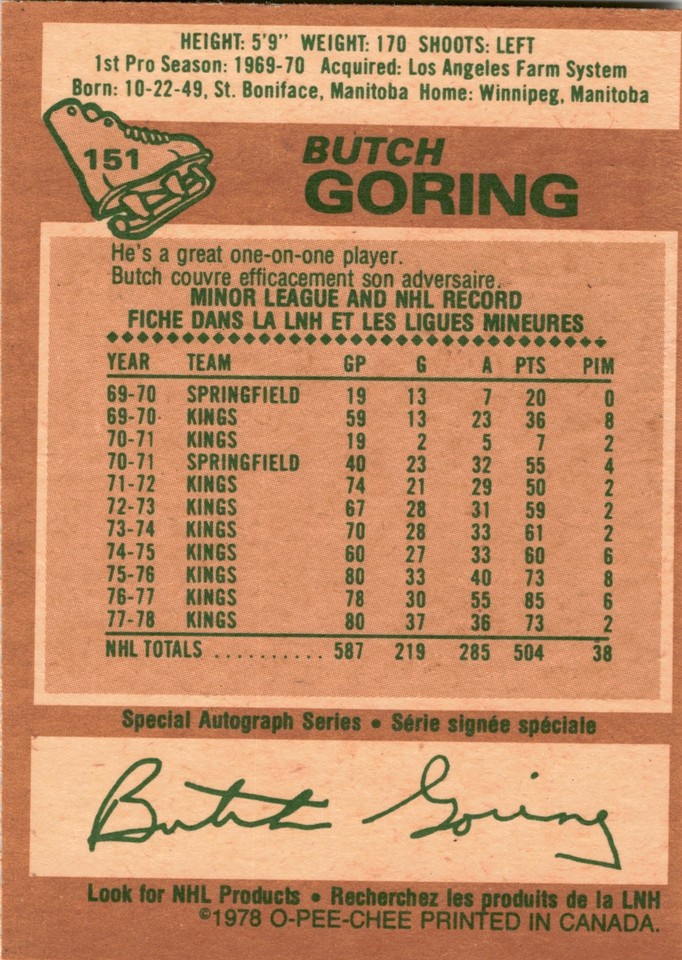 1978 Topps #151 Butch Goring Great cond | eBay