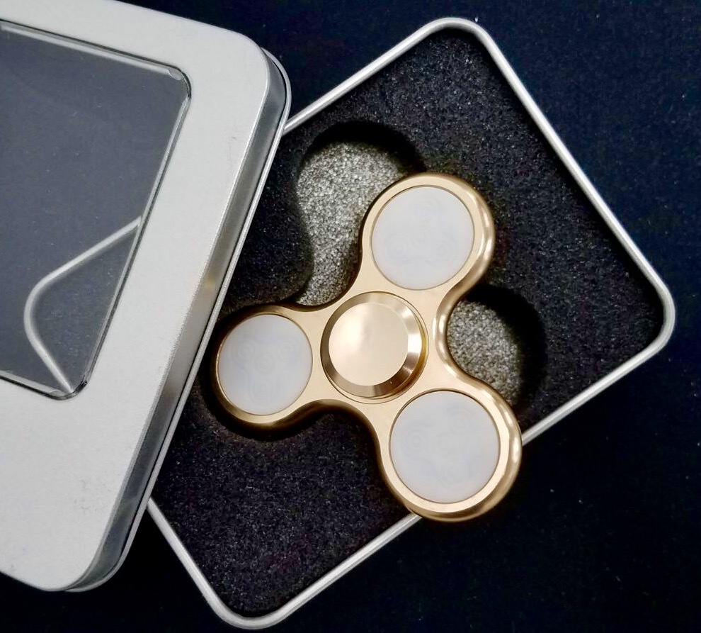 Aluminum Hand Spinner Tri Fidget LED Light up Switch Button EDC ADHD ...