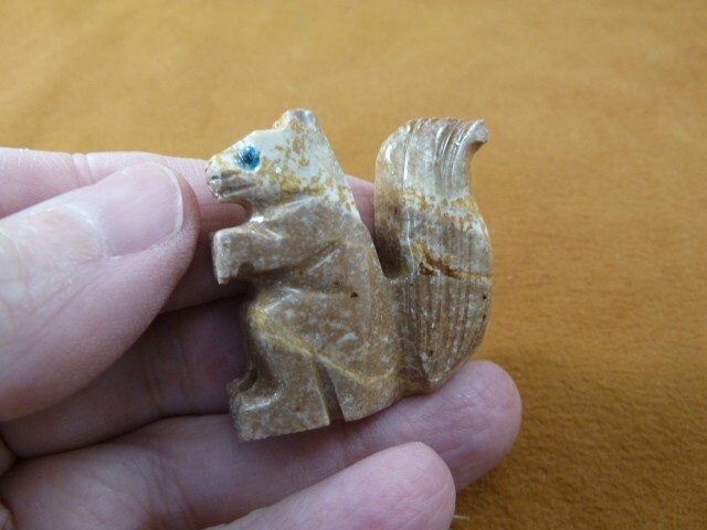 (Y-SQU-20) little baby TAN SQUIRREL stone gem figurine SOAPSTONE PERU ...
