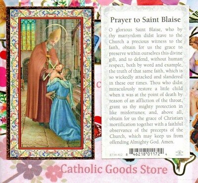 St. Blaise with Prayer to Saint Blaise - gold trim- Paperstock Holy ...