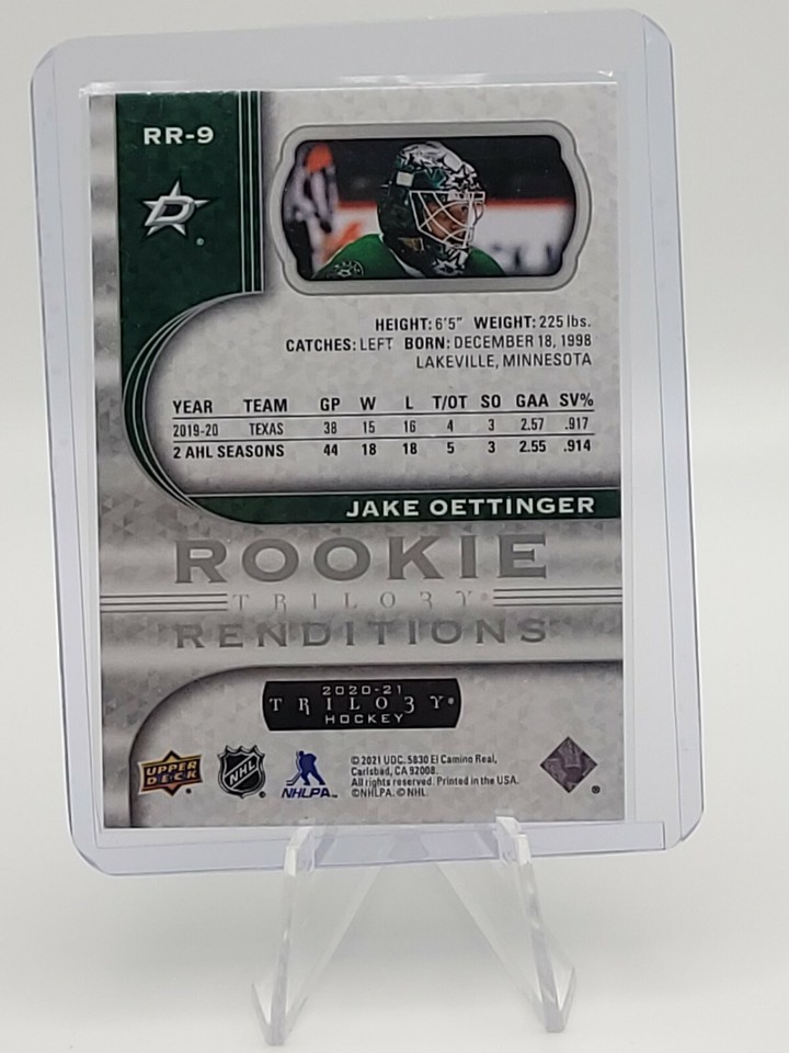 Jake Oettinger 20-21 Upper Deck Trilogy Rookie Renditions Card | eBay