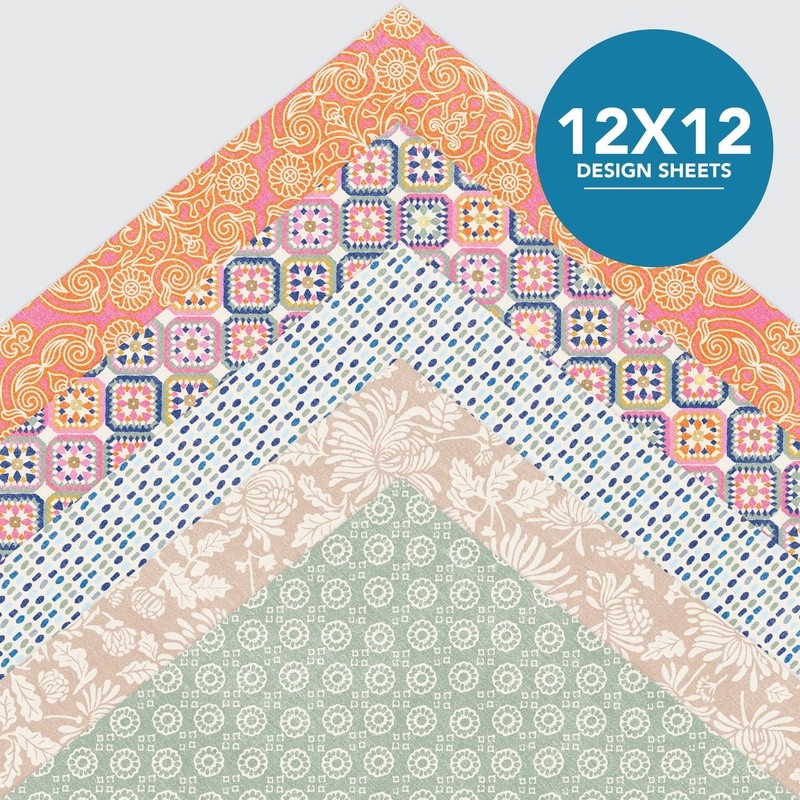 Bohemian Scrapbook Paper Pad 50 Sheets 12x12 Vibrant Patterns DIY ...