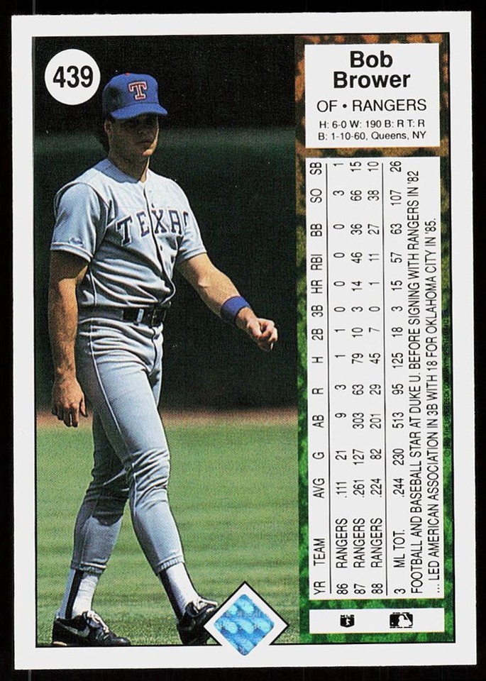 1989 Upper Deck Bob Brower Texas Rangers #439 | eBay