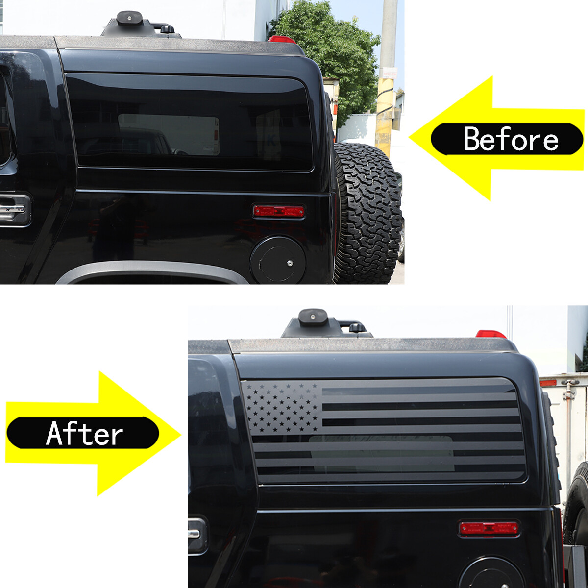 Fit For Humme-r H2 2003-2009 Window Decal American US Flag Sticker Rear ...