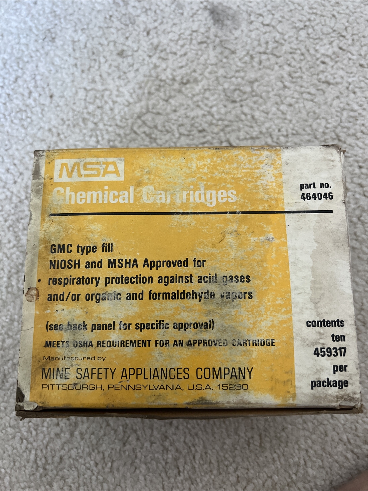 MSA GMC Chemical Cartridges 464046 Box of 10 NIOSH and MSHA Approved | eBay