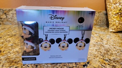 Disney Mickey Mouse Holiday Light String Blinking White LED Magic ...