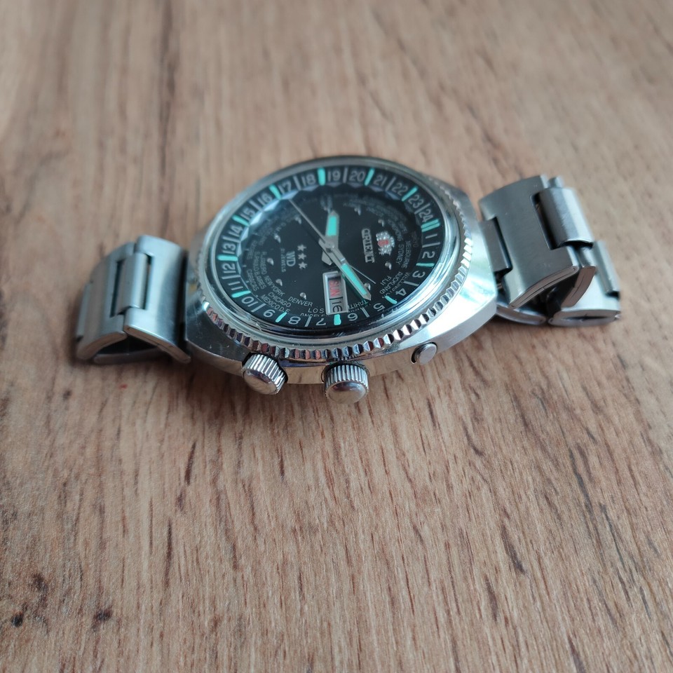 RARE Vintage Orient WORLD Time Diver Sea World Orient WD Automatic ...