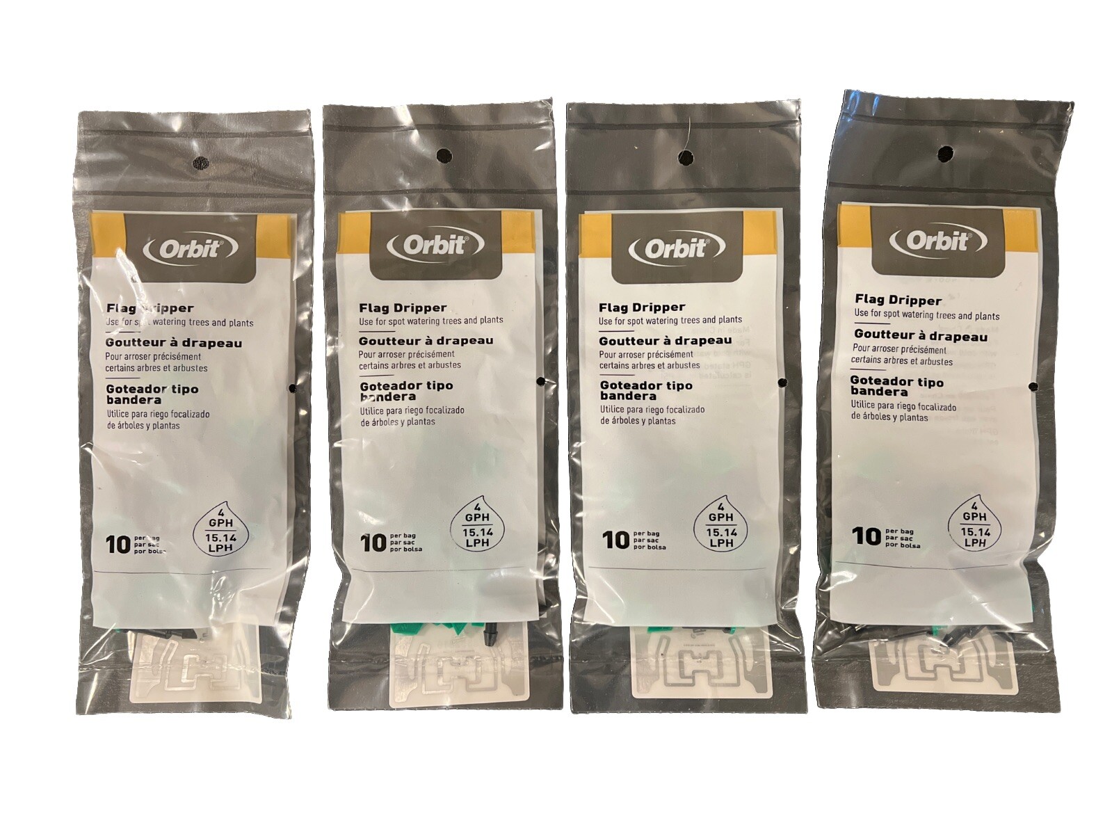 ORBIT Irrigation 4 GPH Flag Drippers #65201 - 1/4" Barb - Lot of (4) 10 ...