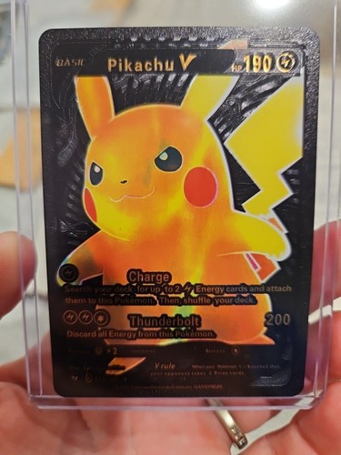 Pokemon Pikachu V Black Foil Fan Art Viny Textured Collector Card 170/ ...