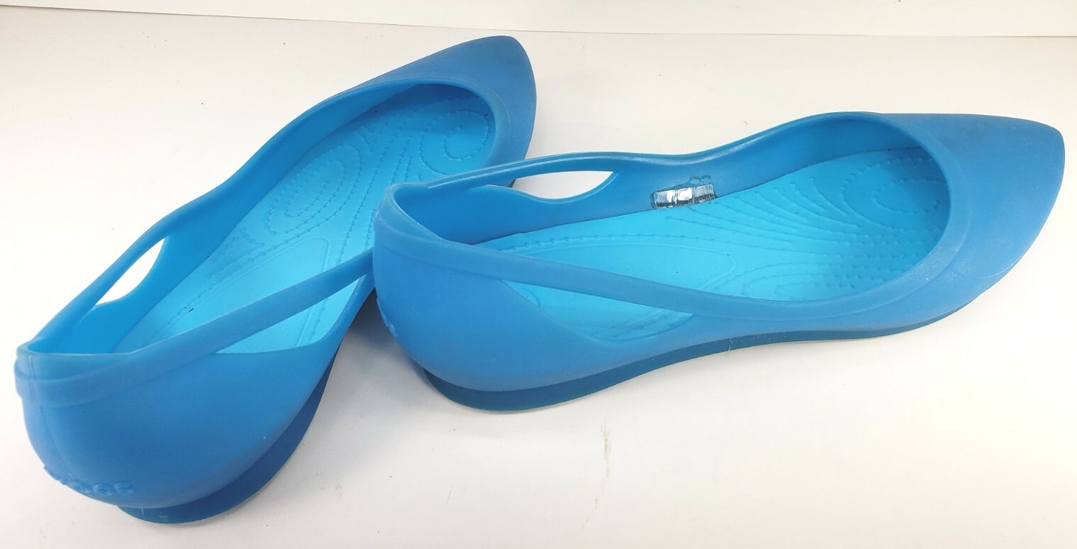 Crocs Rio Blue Translucent Pointed Toe Ballet Flats W… - Gem
