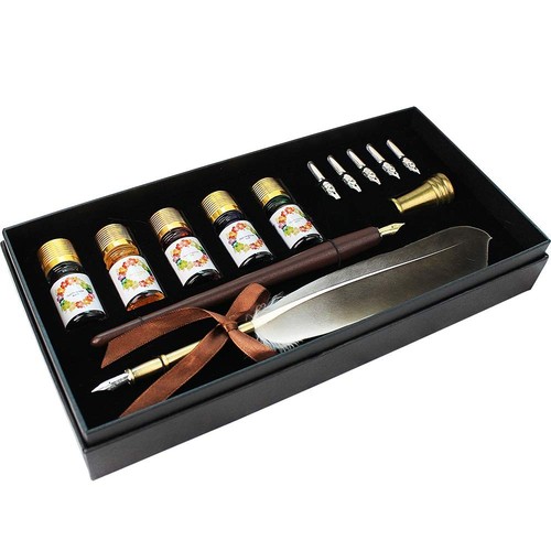 GIFTS Calligraphy Pen Set,12-Piece Kit, 5 Nib & 5 Ink Set,Writing Quill ...
