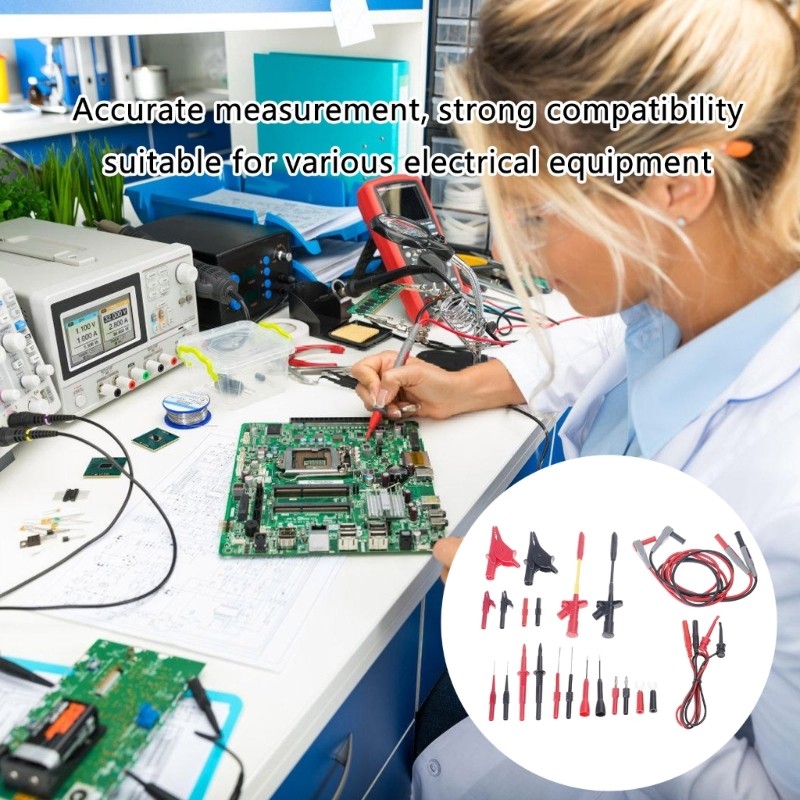 Professional Test Leads Set with Tweezer Wire Piercing Probes Set Test ...