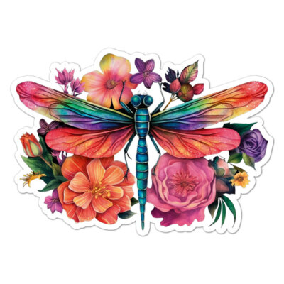 Dragonfly Flowers, Vinyl Decal Sticker, Indoor Outdoor, 3 Sizes, #9338 ...