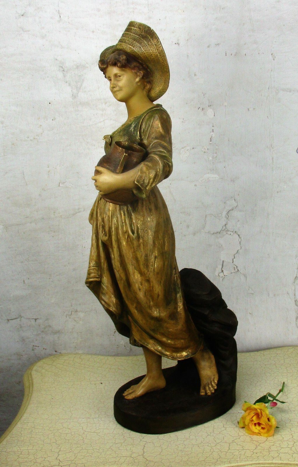 Statue Goldscheider signed E. Tell Terracotta Water Carrier Jugendstil ...