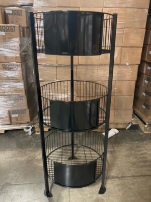 Wire Dump Bin, Floor Stand - Black. Storage Rack 3- Tier Dump Bin ...