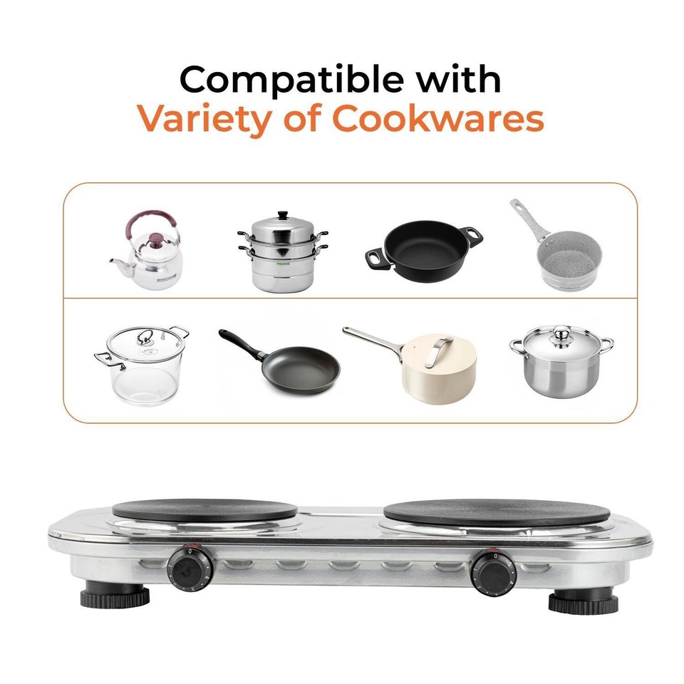 Hot Plate Electric Cooker Double Portable Powerful Table Top Hob 2500W ...