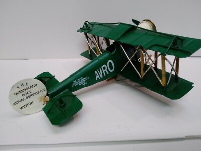 BOYLE HAND MADE tin toy of QUEENSLAND AVRO BIPLANE aprox 190mm long x ...