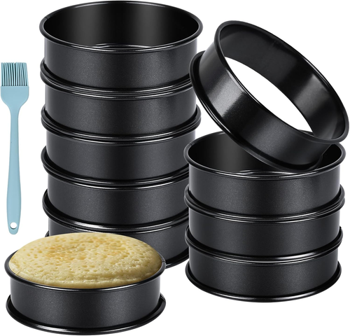 Crumpet Rings 3.94’’- Set of 10 Baking Rings- Stainless Steel Double ...