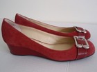 NEW ANNE KLEIN iFLEX Women's RED LEATHER "AKCALLIE" Wedge Shoes Size 7 ...
