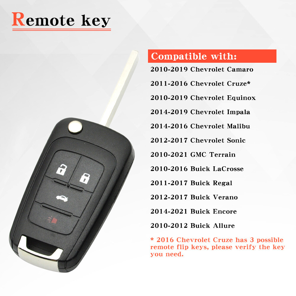 2 For 2010 2011 2012 2013 2014 2015 2016 GMC Terrain Chevy Remote Flip ...