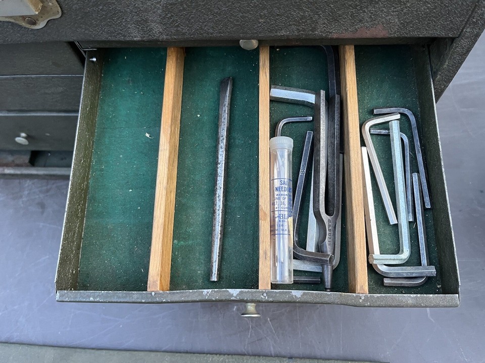 VTG Full of Tools Lathe DUNLAP 5-DRAWER MACHINIST TOOL BOX 20” x 8.5“ x ...