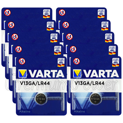 10 x Varta V13GA LR44 batteries Alkaline 1.5V A76 L1154 AG13 SR44 Coin ...