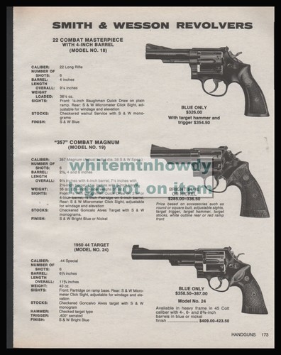 1985 SMITH & WESSON Combat Masterpiece 18 & 19, 24 Target Revolver ...
