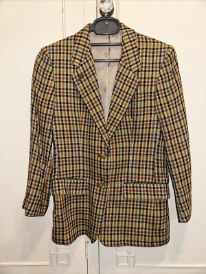 Daks Signature Pure silk Blazer beige, green, red check country formal ...