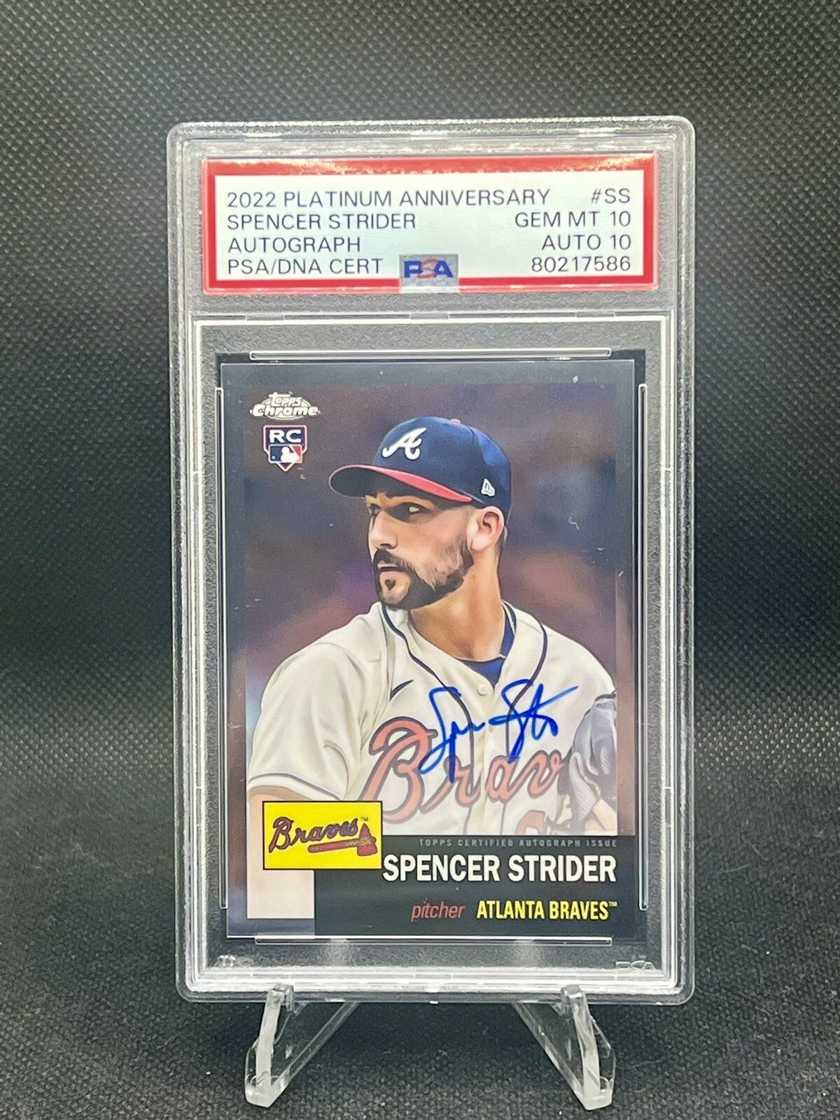 2022 Topps Chrome Platinum Anniversary Spencer Strider RC Auto PSA 10/ ...