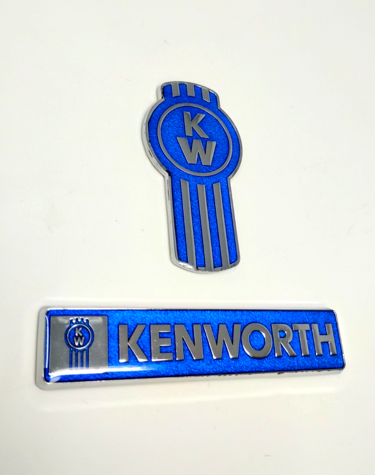 kenworth kw emblem metal truck semi chrome set blue | eBay