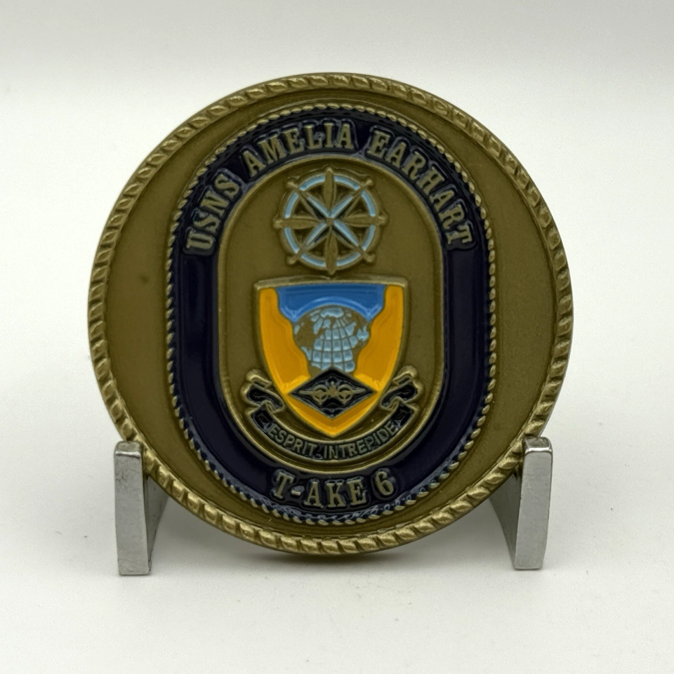 CHALLENGE COIN - USNS Amelia Earhart T-AKE 6 First Woman to Solo the ...