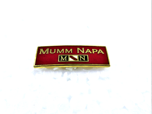 Mumm Champagne Napa Metal Pin Gold Tone Red Enamel With Pinch Back | eBay